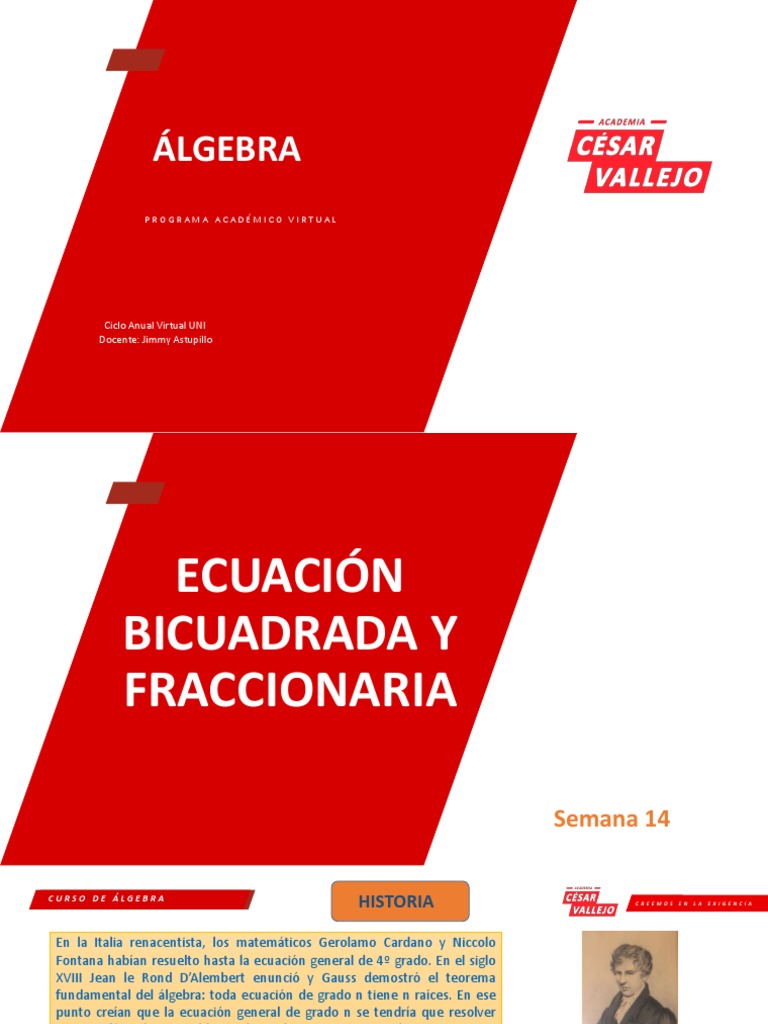 Anual Uni Semana 14 - Álgebra | PDF | Ecuaciones | Álgebra