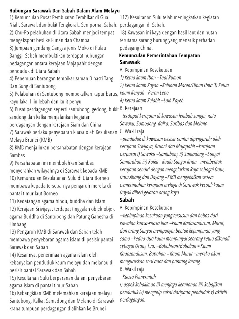 Hubungan Sarawak Dan Sabah Dalam Alam Melayu - 230110 - 203028 | PDF