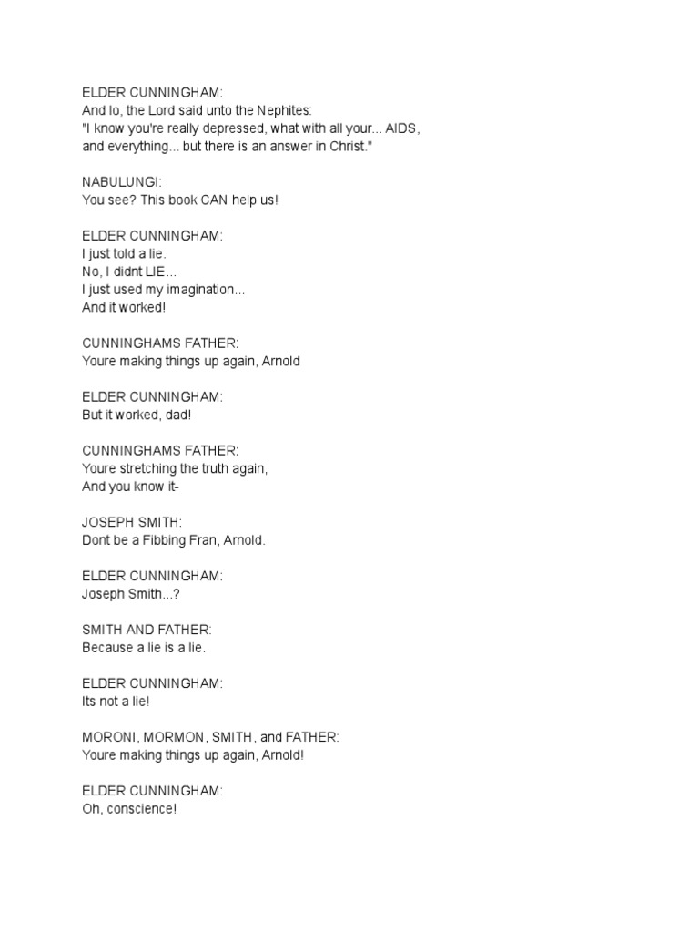 Book of Mormon - Making Things Up Again Lyrics | PDF | Joseph Smith ...