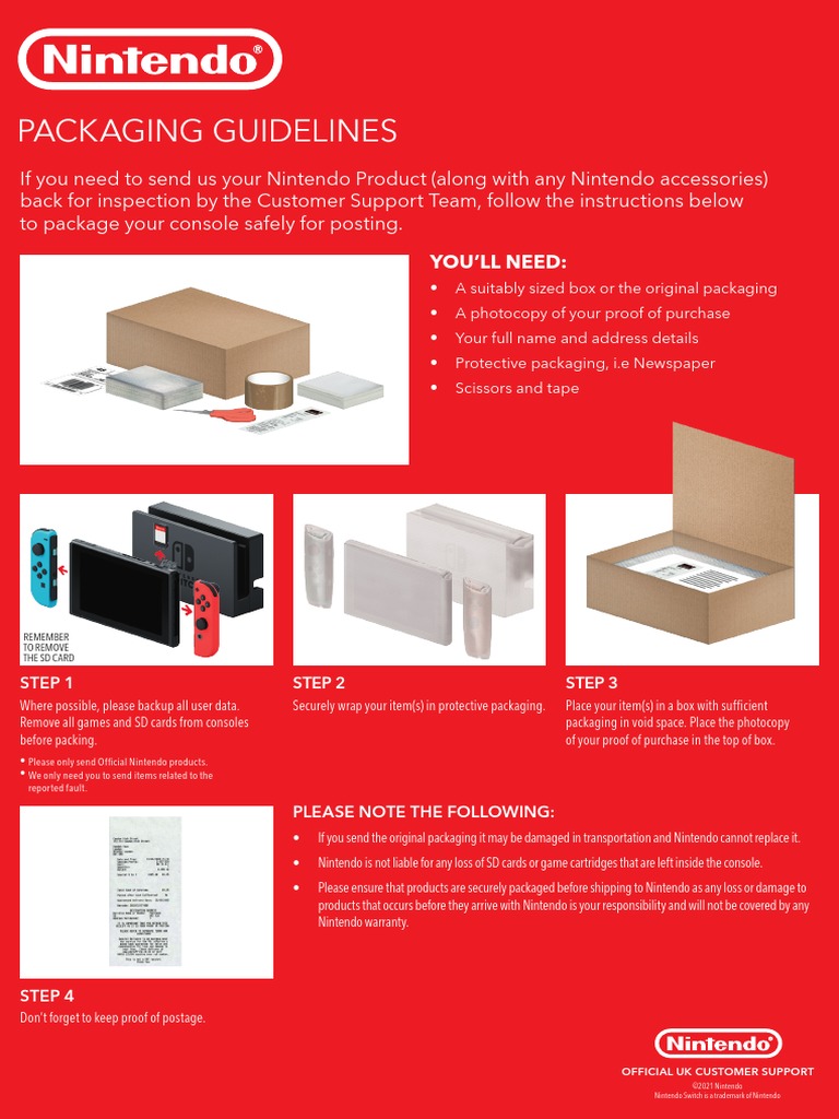 ConsoleRepairs_PackagingGuidelines | PDF | Nintendo | Video Game Consoles