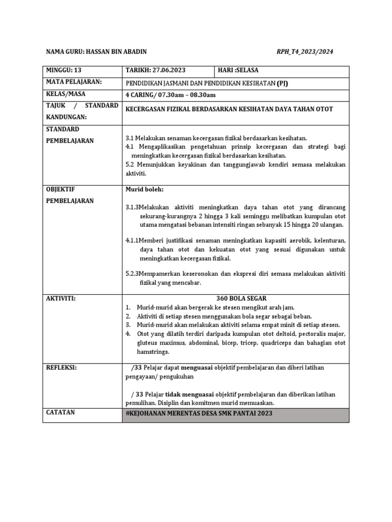 Aktiviti Kecergasan Bola Segar | PDF