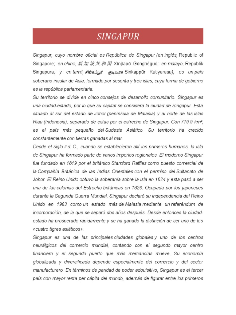 SINGAPUR | PDF | Singapur | Política mundial