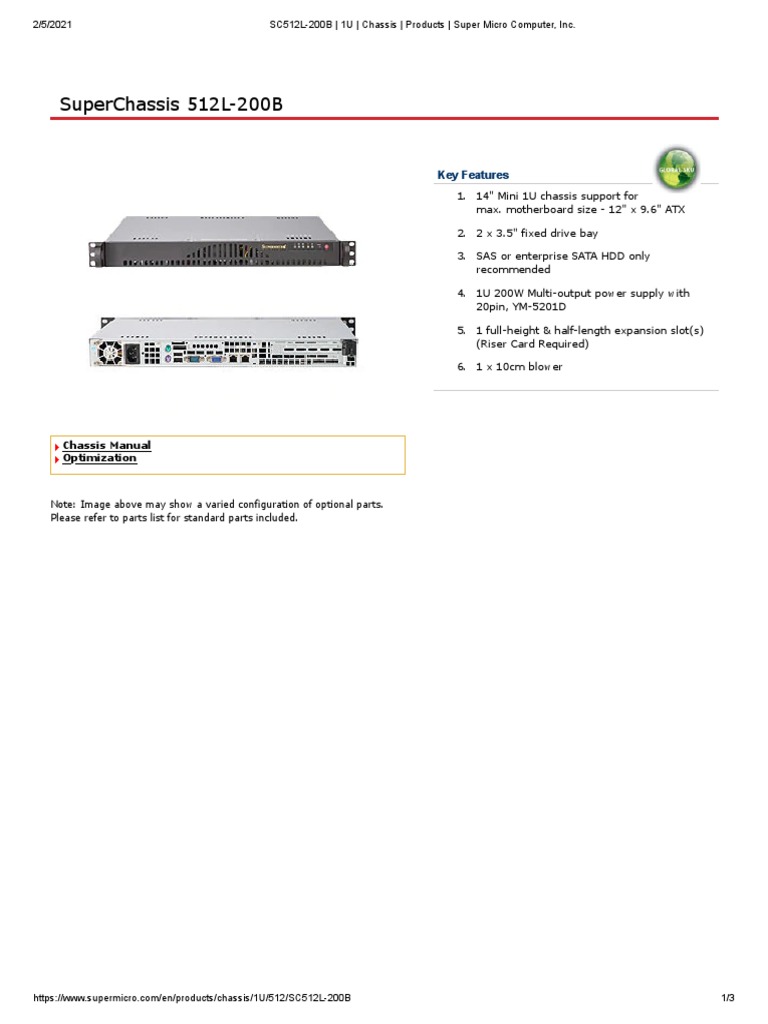 SC512L-200B - 1U - Chassis - Products - Super Micro Computer, Inc | PDF ... SC512L-200B - 1U - Chassis - Products - Super Micro Computer, Inc | PDF ...