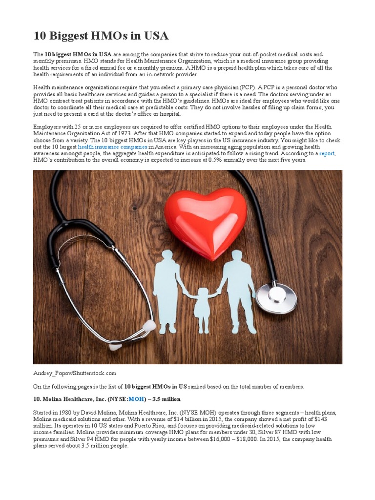 10 Biggest HMOs in USA | PDF | Health Maintenance Organization | Cigna