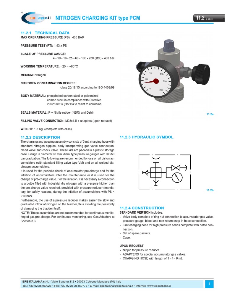 EPE NITROGEN-CHARGING-KIT-type-PCM | PDF | Equipment | Gases