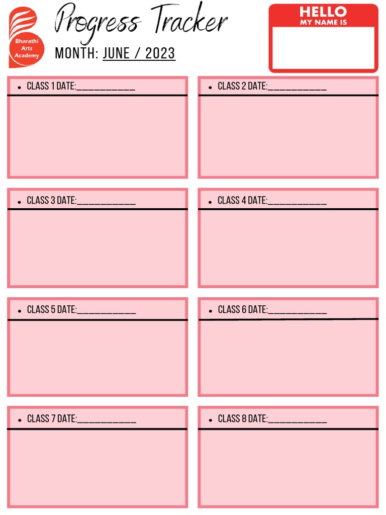 Monthly Progress Tracker 2023 | PDF