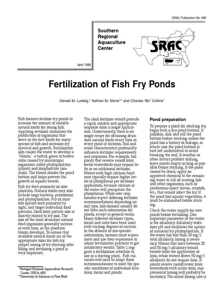 Fertilizing Fish Fry Ponds for Growth | PDF | Fertilizer | Phytoplankton