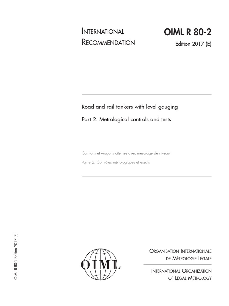 OIML R 80-2: Nternational Ecommendation | PDF | Calibration | Verification And Validation