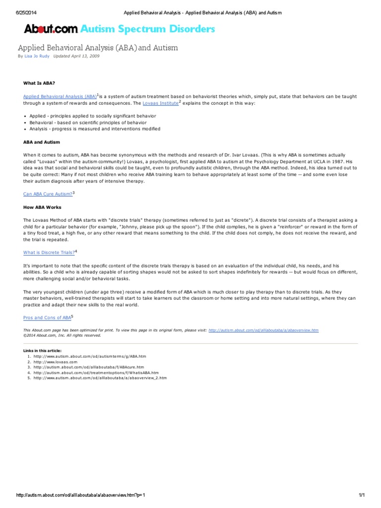 Applied Behavioral Analysis - Applied Behavioral Analysis (ABA) and ...