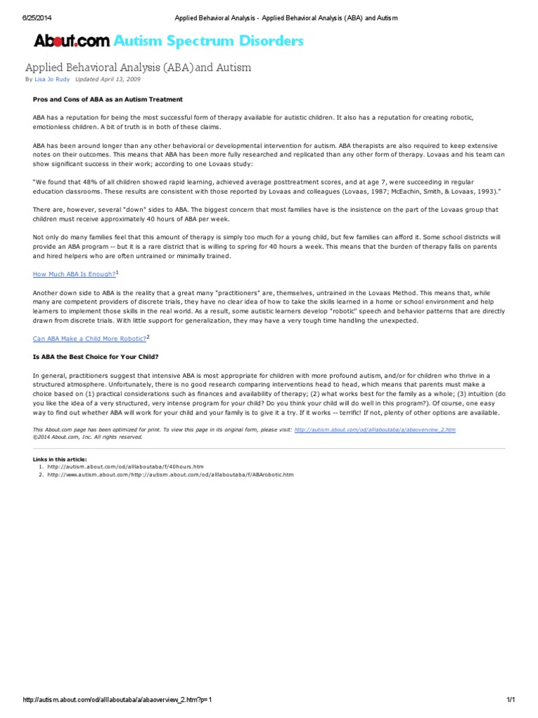 Applied Behavioral Analysis - Applied Behavioral Analysis (ABA) and ...