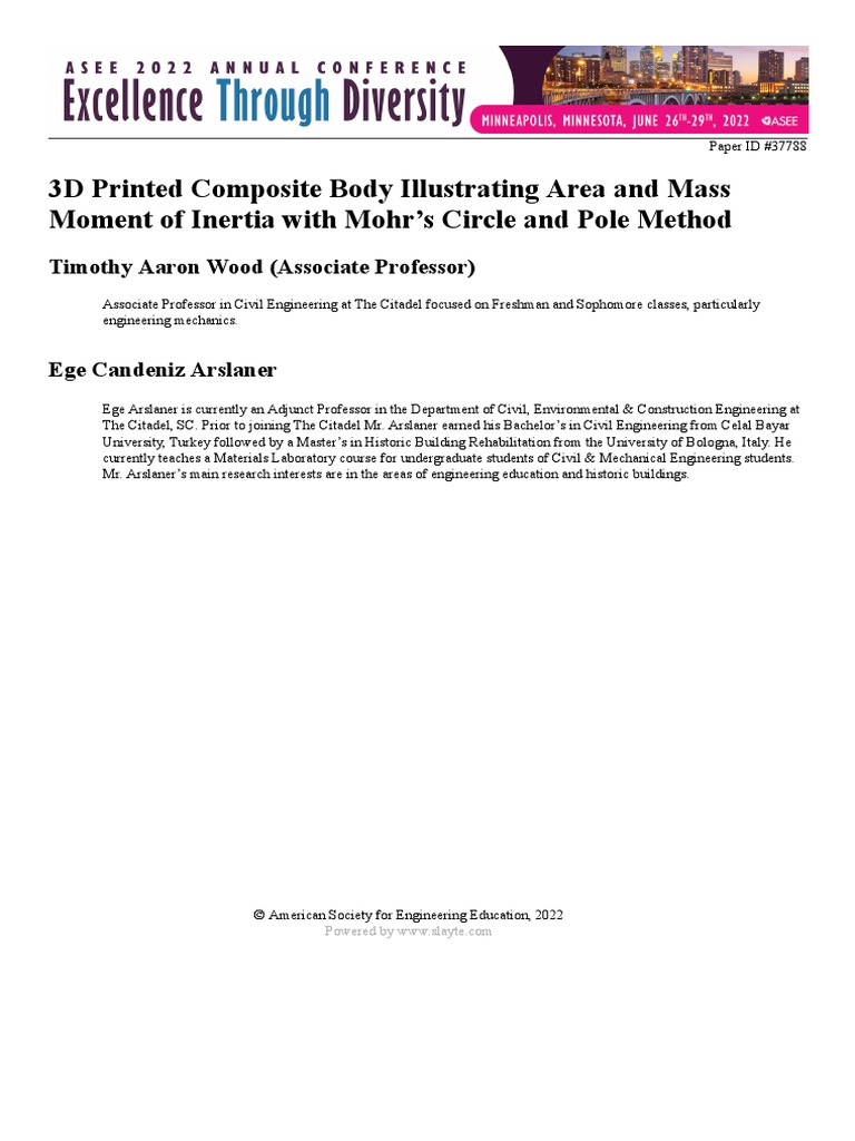 3d Printed Composite Body Illustrating Area And Mass Moment Of Inertia