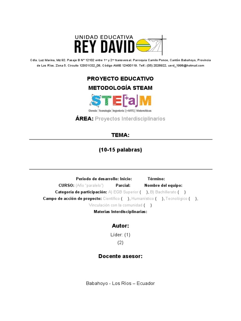 Plantilla Proyecto STEAM | PDF | Diseño | Estadísticas