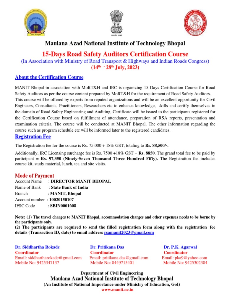 RSA Certification Course - MANIT Bhopal | Download Free PDF | Fee | Audit
