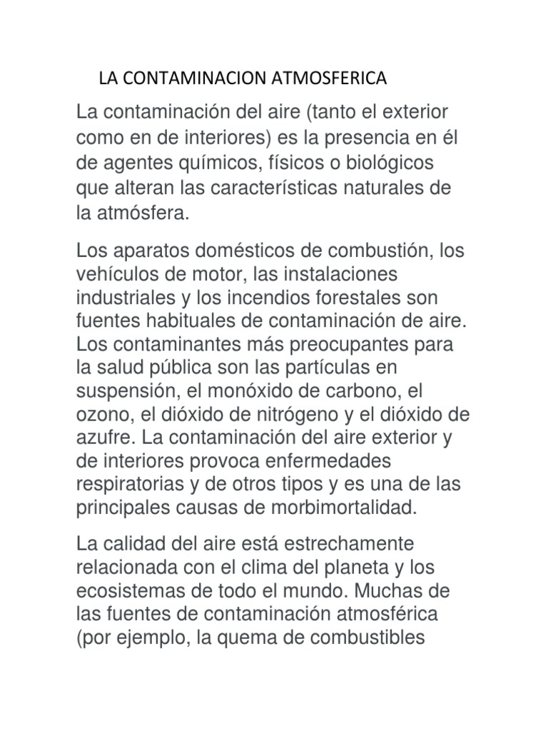 La Contaminacion Atmosferica | PDF | La contaminación del aire | Contaminación