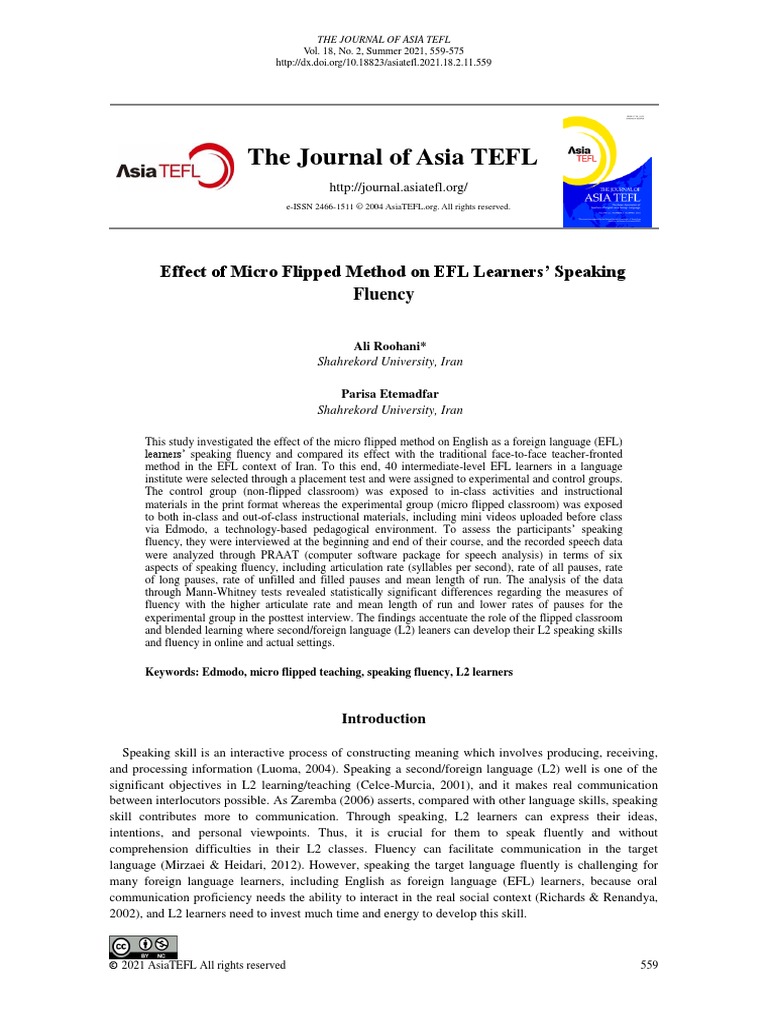 Micro Flipped Method Enhances EFL Fluency | PDF | Fluency | English As A Second Or Foreign Language