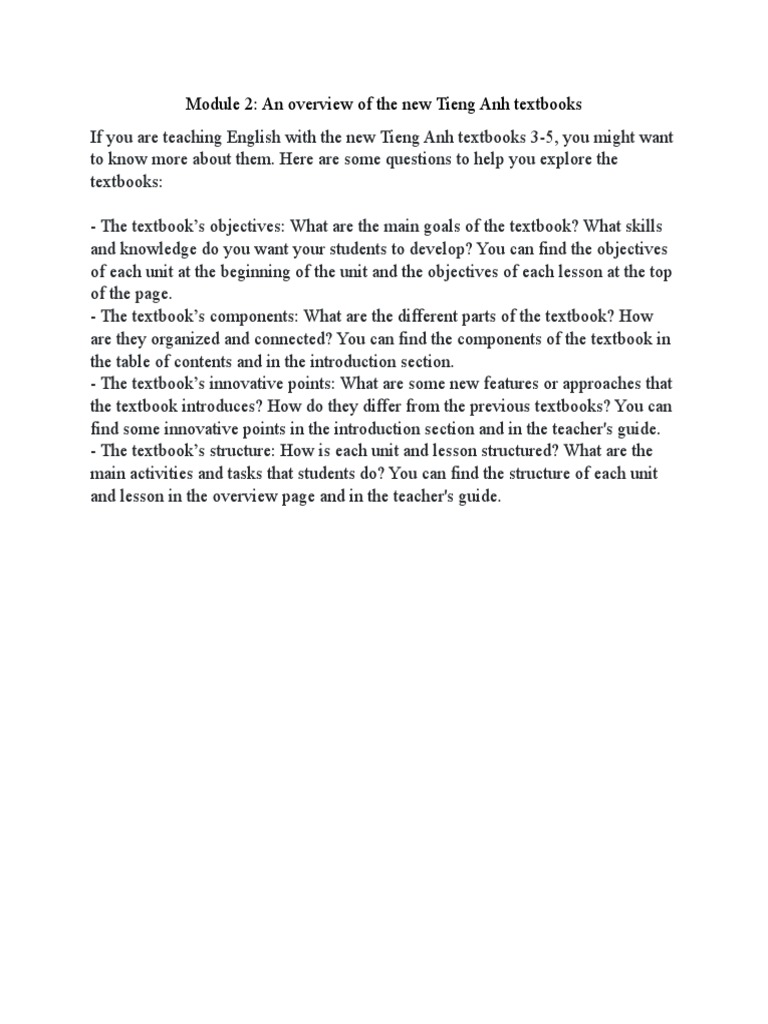 Overview of New Tieng Anh Textbooks | PDF