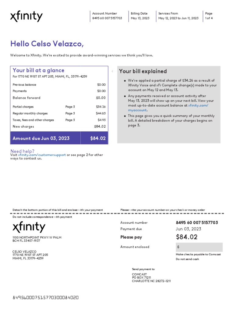 Xfinity - Statement - 2023-05-13 | PDF | Fee | Payments