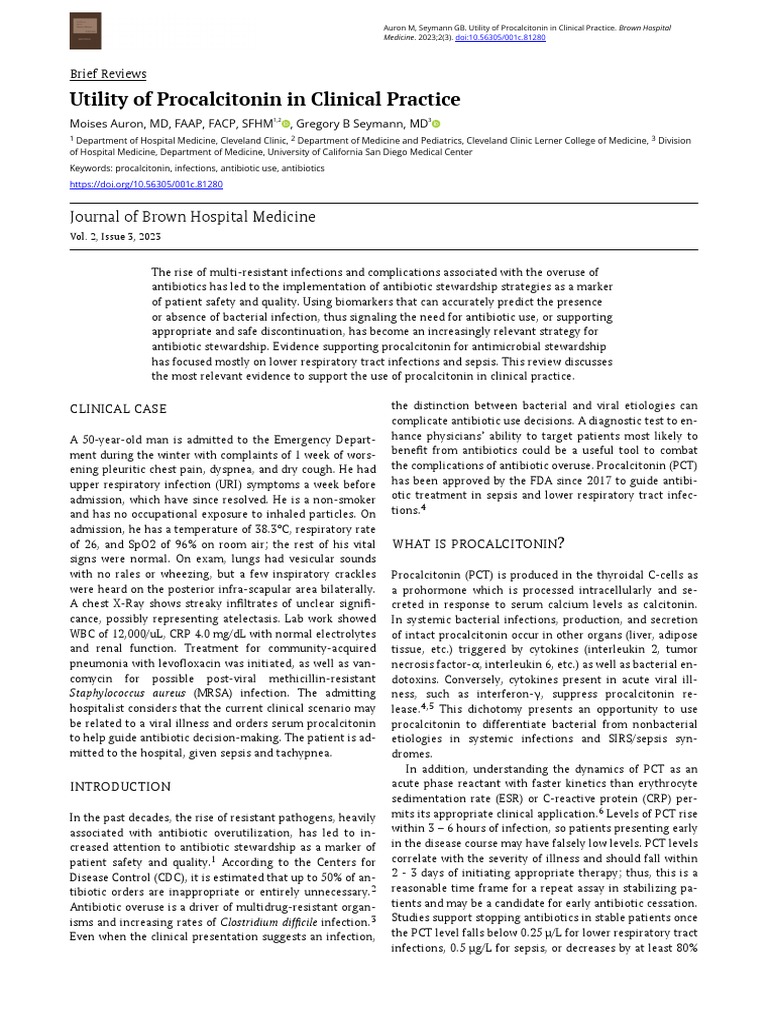 Utility of Procalcitonin in Clinical Practice | PDF | Sepsis | Pneumonia Utility of Procalcitonin in Clinical Practice | PDF | Sepsis | Pneumonia