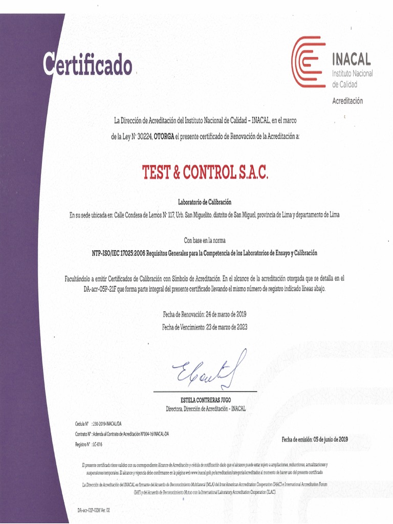 INACAL ACREDITACION 2019-2023 (1) | PDF