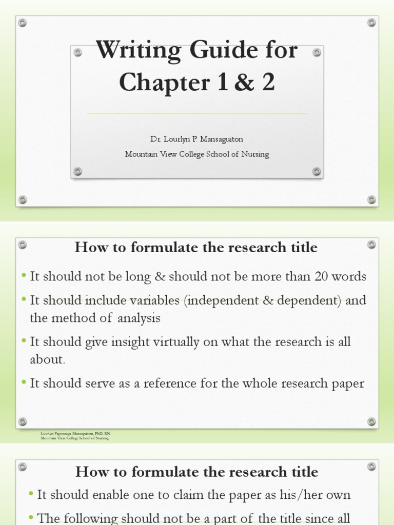 Writing Guide For Chapter 1 and 2 | PDF | Statistics | Hypothesis