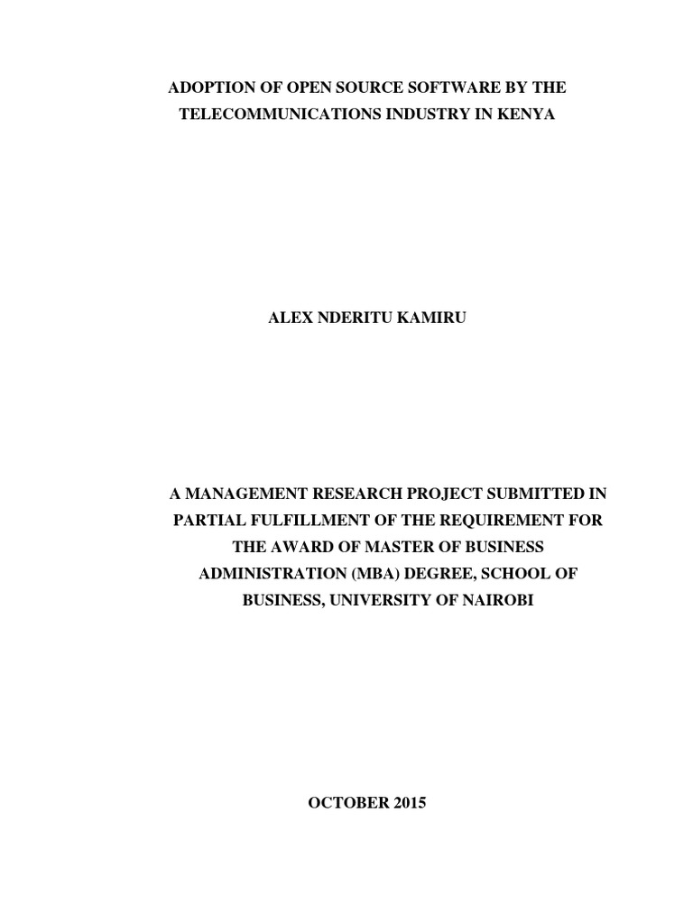 Kamiru - Adoption of Open Source Software by The Telecommunications Industry in Kenya | Download ...