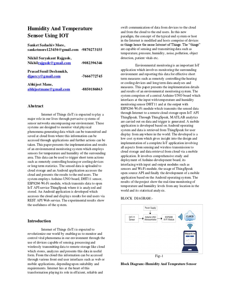 Humidity and Temperature Sensor Using IOT 2 3 | PDF | Internet Of ...