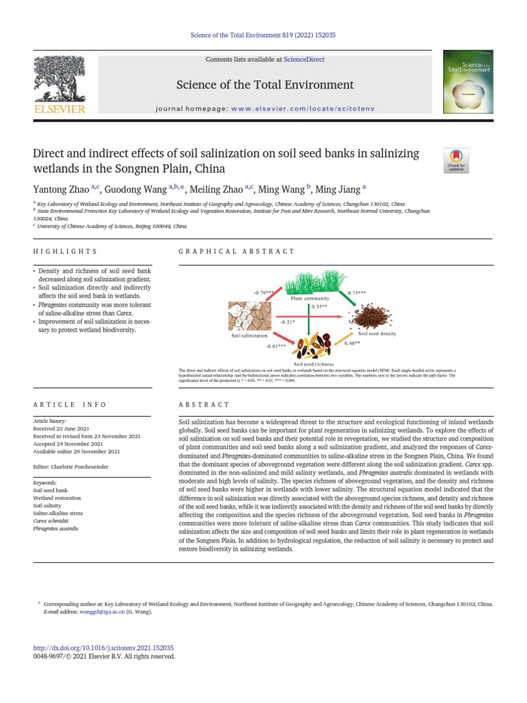 Direct and Indirect Effects of Soil Salinization On Soil Seed Banks in ...