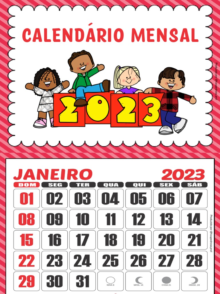 Calendario Mensal 2023 @kaupedrosa - Prof | PDF
