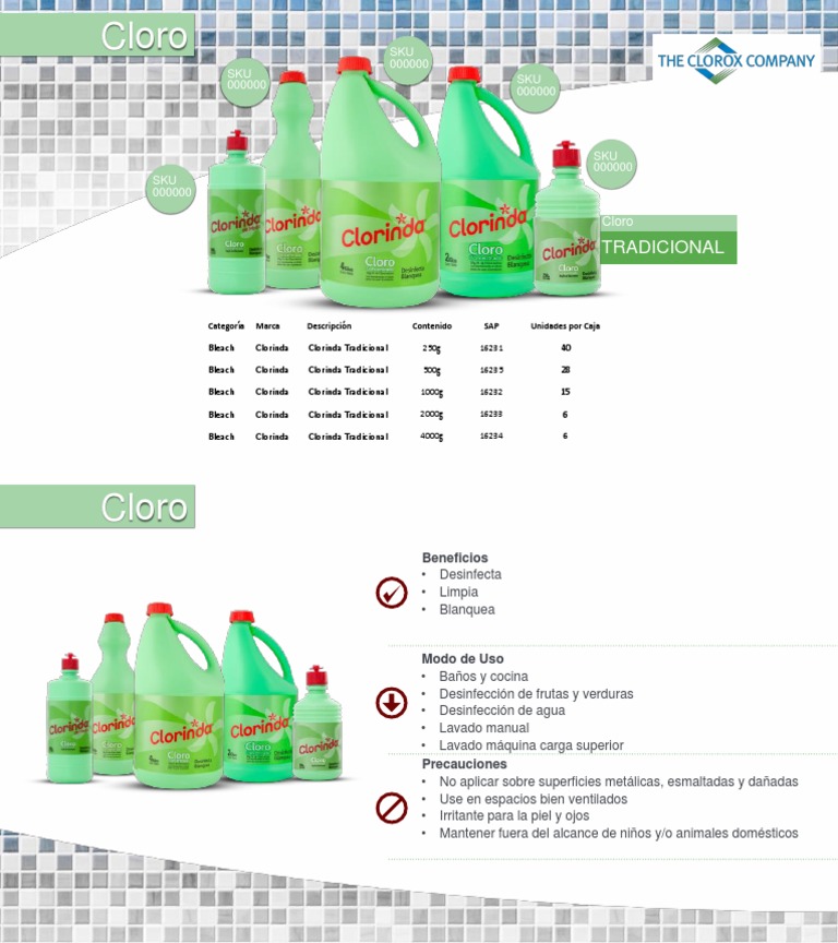 Ficha Tecnica Clorinda Cloro Concentrado | PDF
