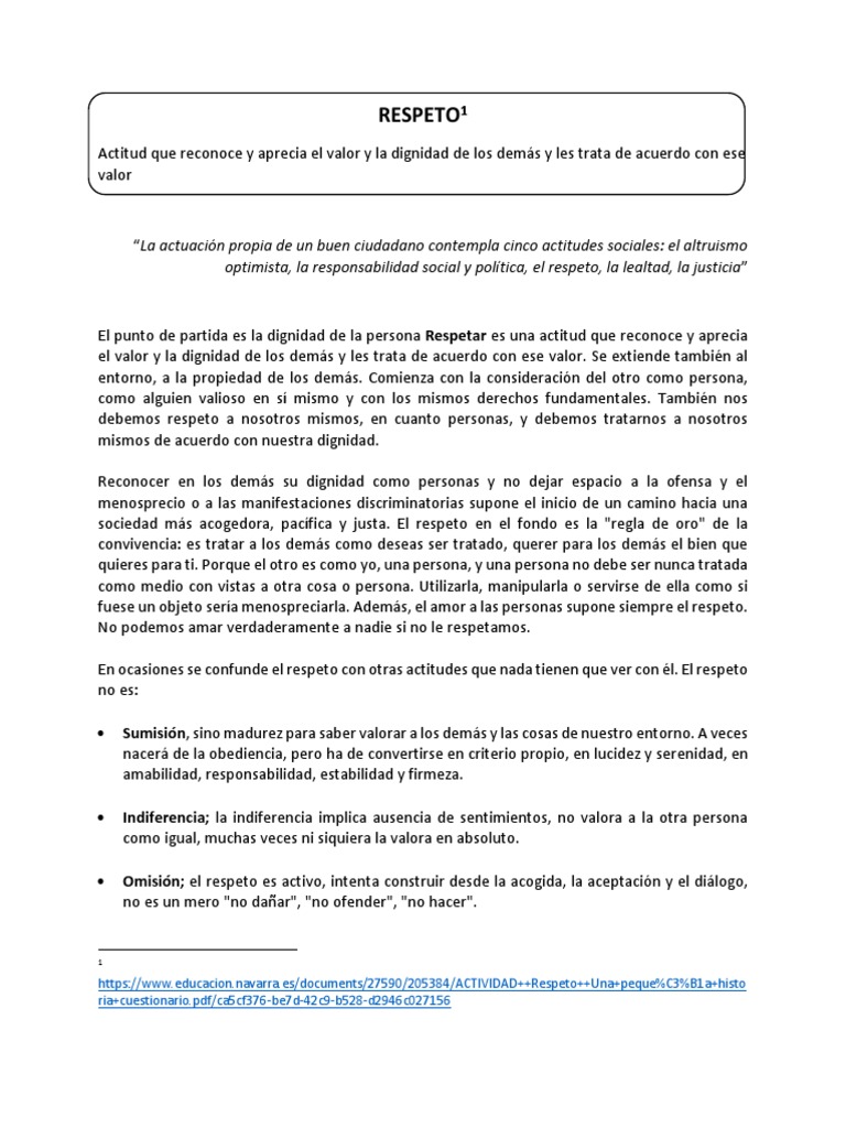 Respeto Pdf Amor Instituciones Sociales