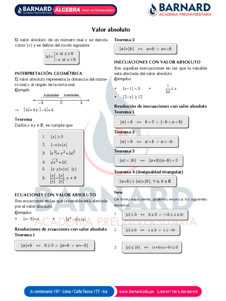 Álgebra - Valor Absoluto | PDF | Entero | Análisis complejo