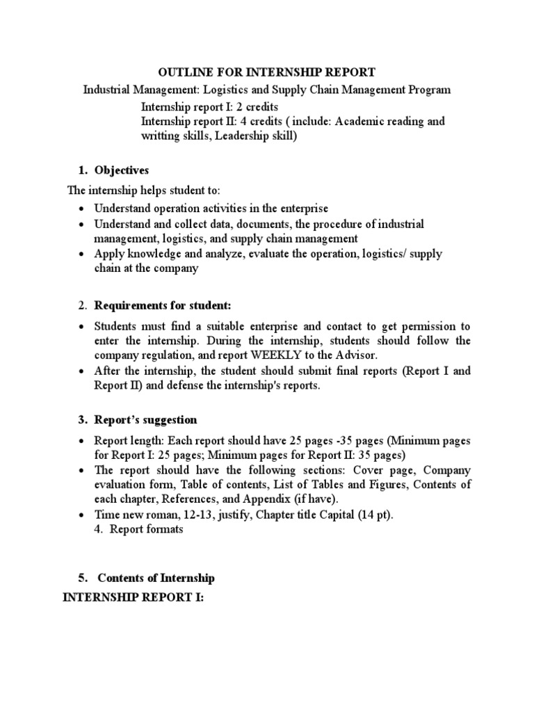 Internship Report Outline: Logistics & SCM | PDF | Logistics ...