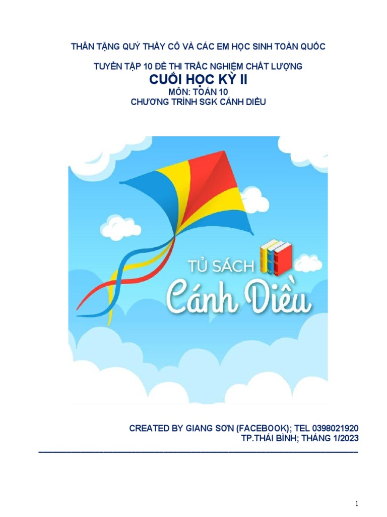 Tuyen Tap 10 de Thi Trac Nghiem Cuoi Hoc Ky 2 Mon Toan 10 Canh Dieu | PDF