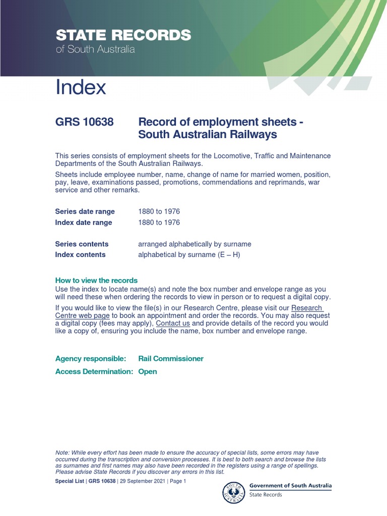 GRS 10638 index E-H | PDF | Rail Transport
