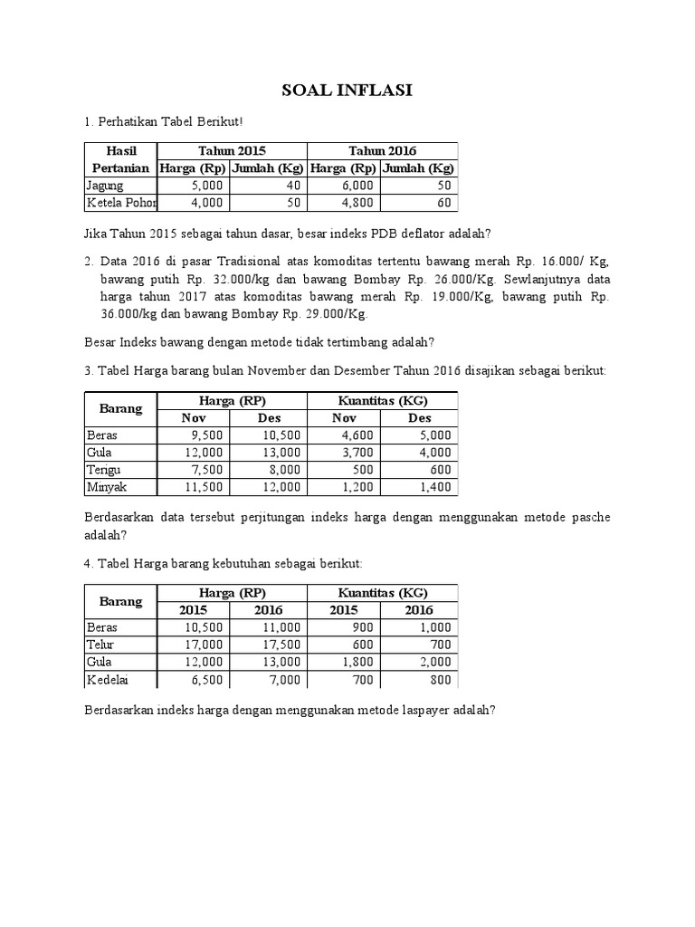 Soal Inflasi | PDF | Kesehatan Holistik | Sains & Matematika