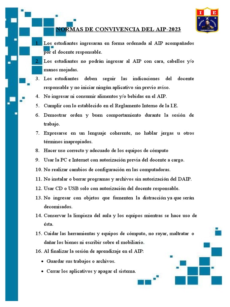 Normas de Convivencia Del Aip | PDF