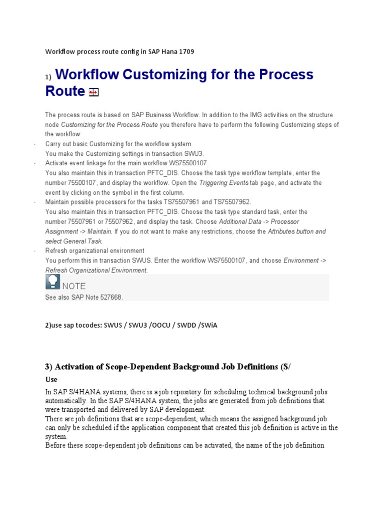 Workflow Process Route Config in SAP Hana 1709 | PDF | Workflow | Computer Engineering