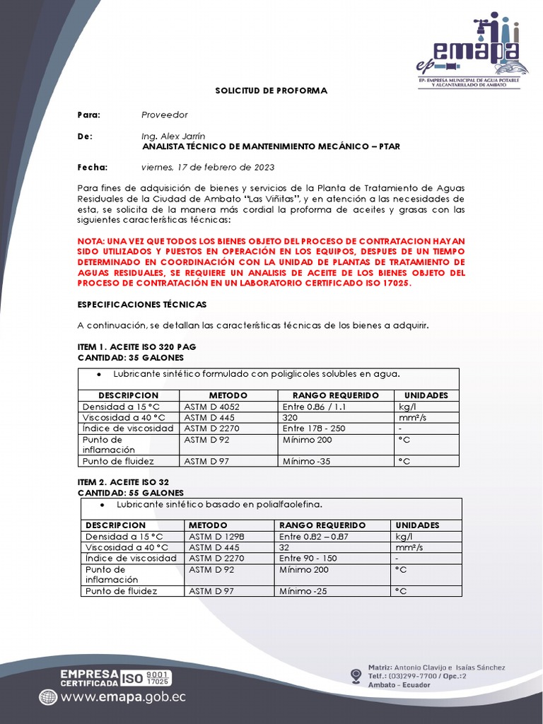 Solicitud de Proforma-Signed | PDF | Lubricante | Sustancias químicas