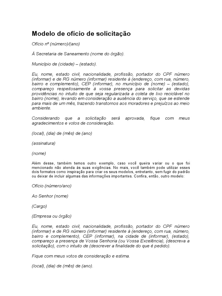Modelo de Ofício de Solicitação | PDF