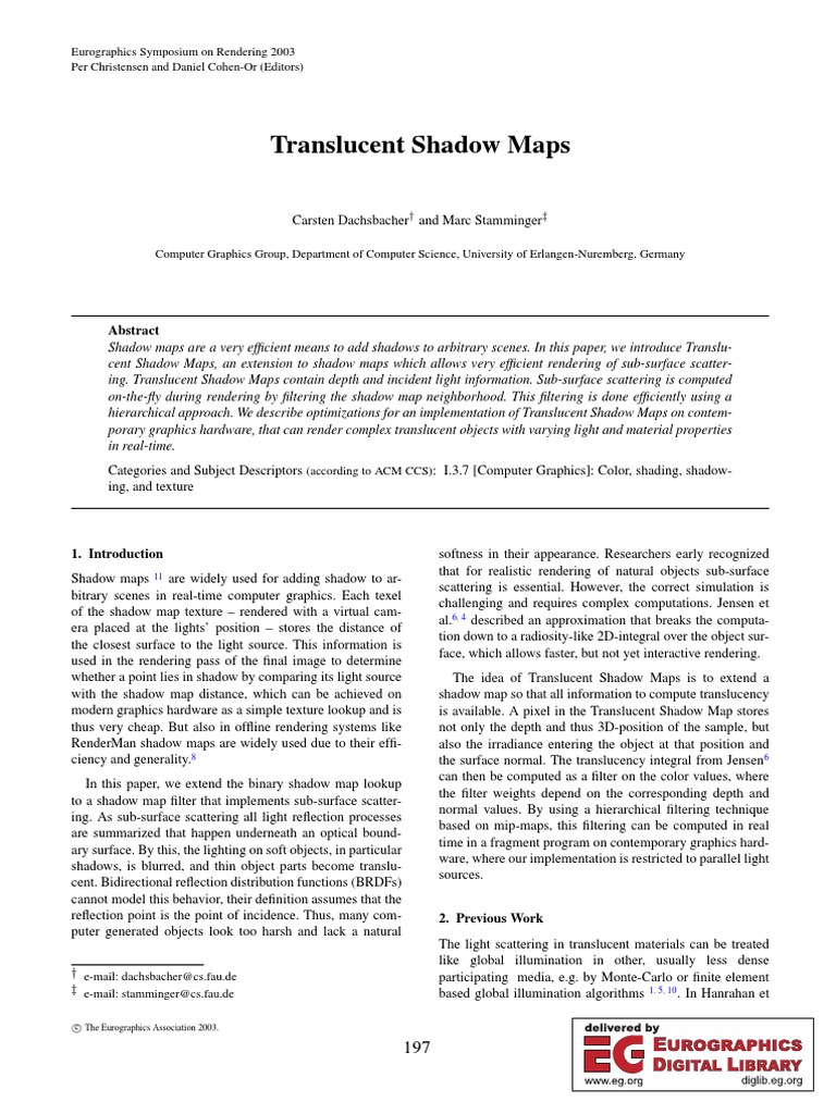 Translucent Shadow Maps | PDF | Texture Mapping | Rendering (Computer Graphics)
