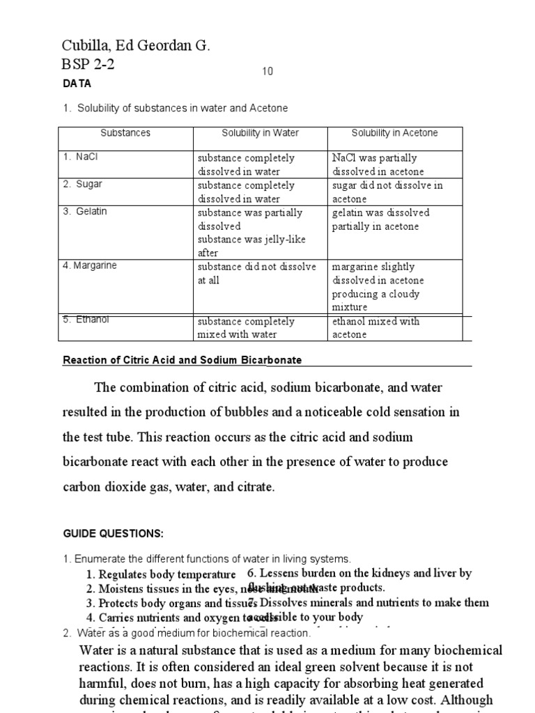 Experiment 2 Water and Its Properties | PDF | Water | Solubility