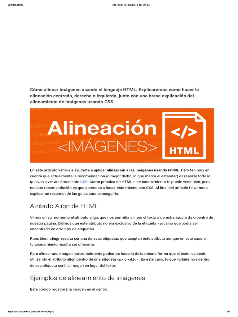 Alineación de Imágenes Con HTML | PDF | HTML | Desarrollo de software