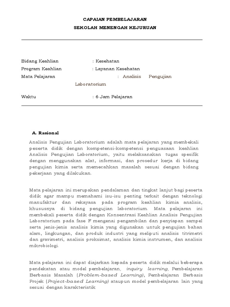 Pembelajaran Analisis Laboratorium Smk Pdf