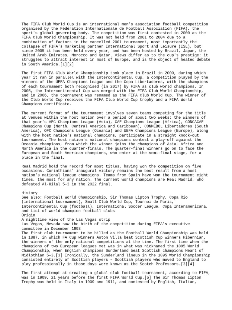 Copa Mundial de La Fifa | PDF | Fifa World Cup | Sports Clubs