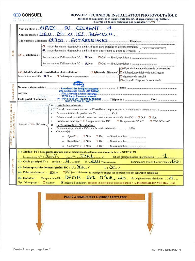 1 - Dossier Technique Consuel Exemple | PDF