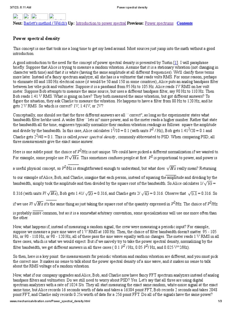 Power Spectral Density | PDF | Spectral Density | Bandwidth (Signal Processing)