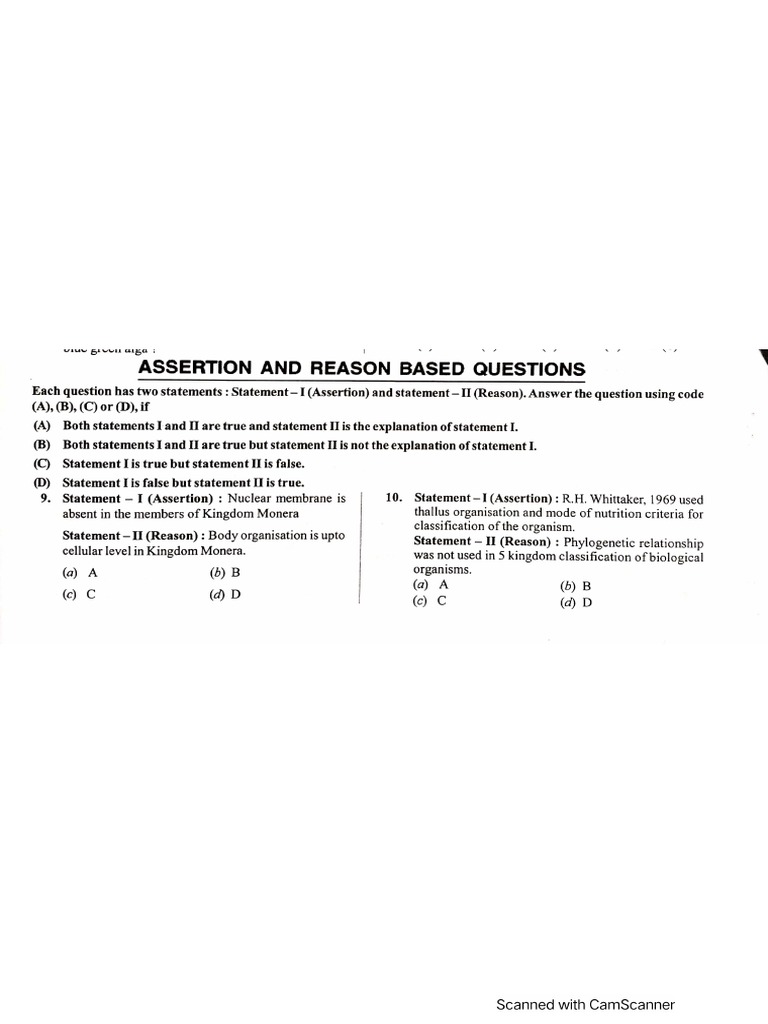 class 11 assertion reason type questions ch. 2&3 (4) | PDF
