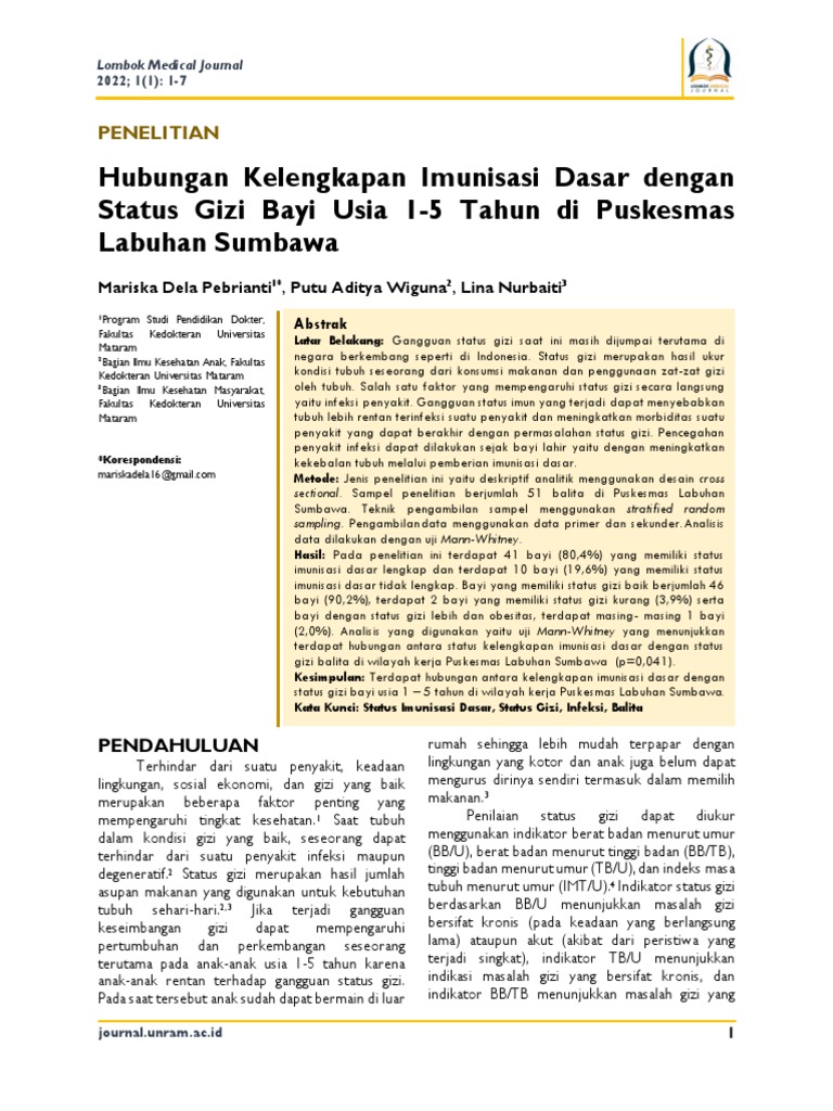 Hubungan Kelengkapan Imunisasi Dasar Balita 1-5 Tahun | PDF | Pengembangan Diri