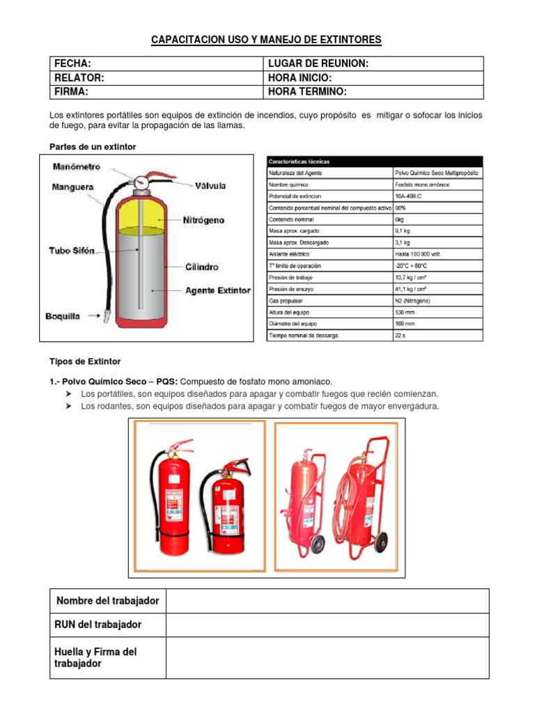 Capacitacion USO Y MANEJO DE EXTINTORES | PDF