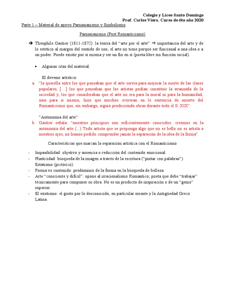Post Romanticismo - Simbolismo - Baudelaire Material de Clase | PDF ...